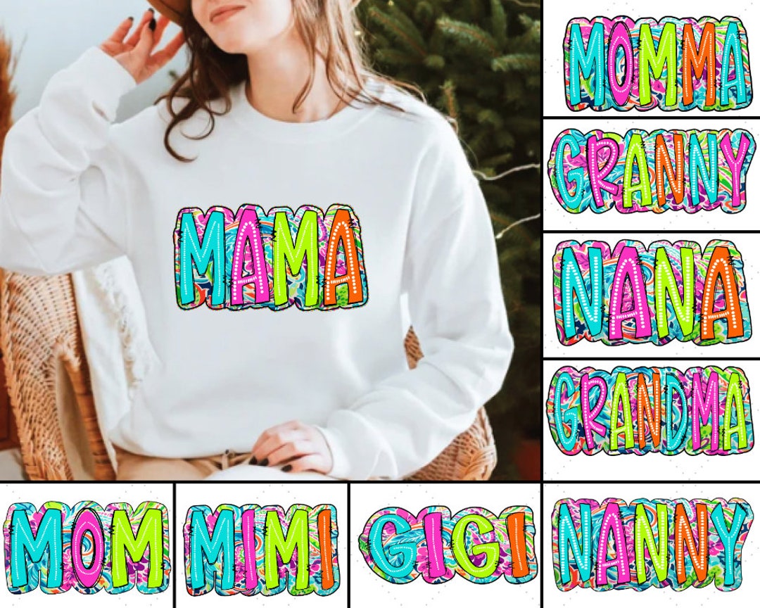 MAMA PNG Bundle, Scribble Doodle, Bright Paisley Floral, Digital File ...