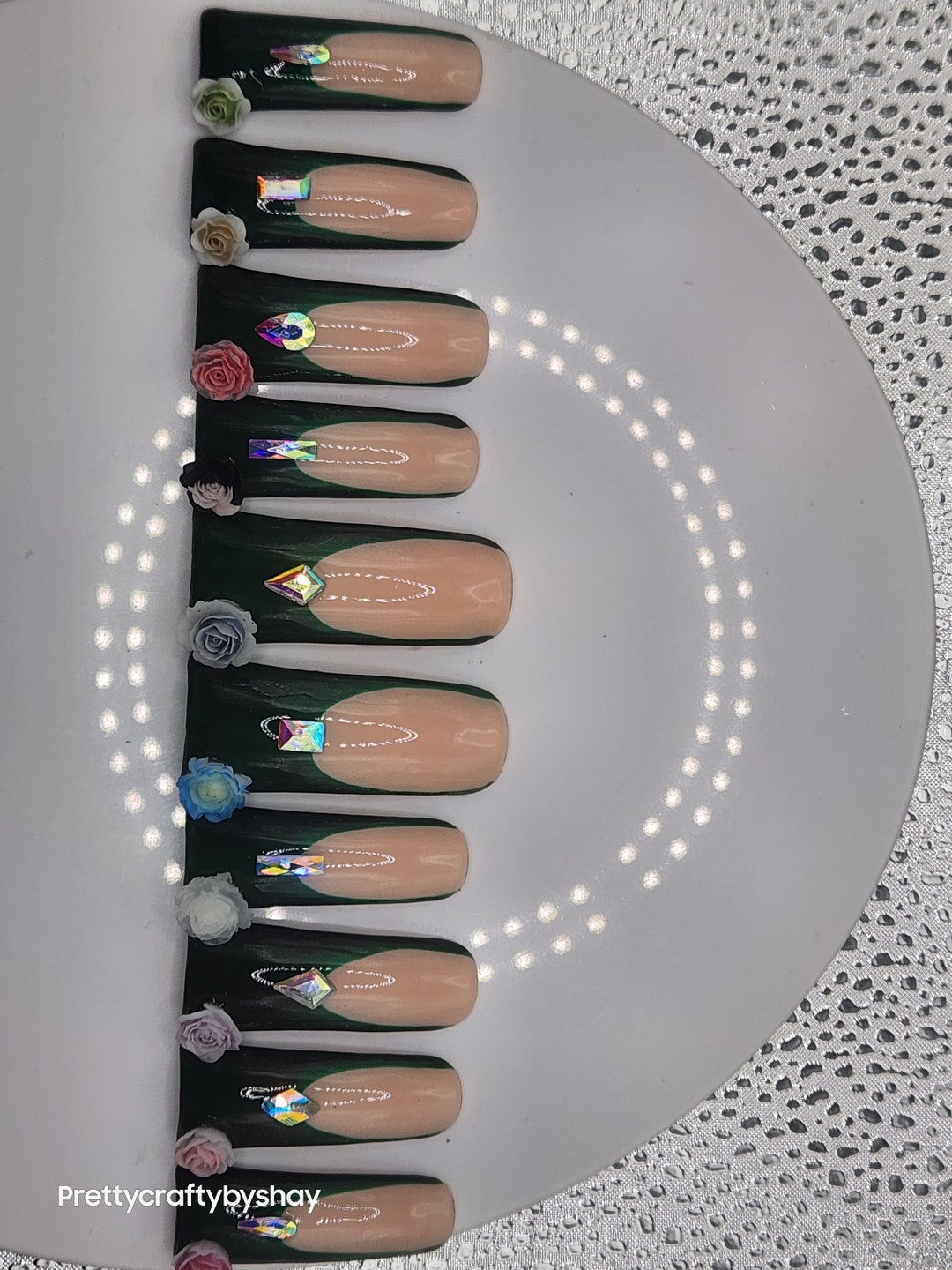 Simple Garden XL Duck Flare French Handmade Artifical Press on Nails ...