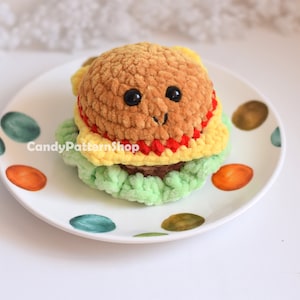 Hamburger Crochet Pattern, Burger Amigurumi Crochet Food Pattern, Fast ...