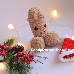 Crochet Penis Pattern With Christmas Hat, Dick Amigurumi, Crochet Penis ...