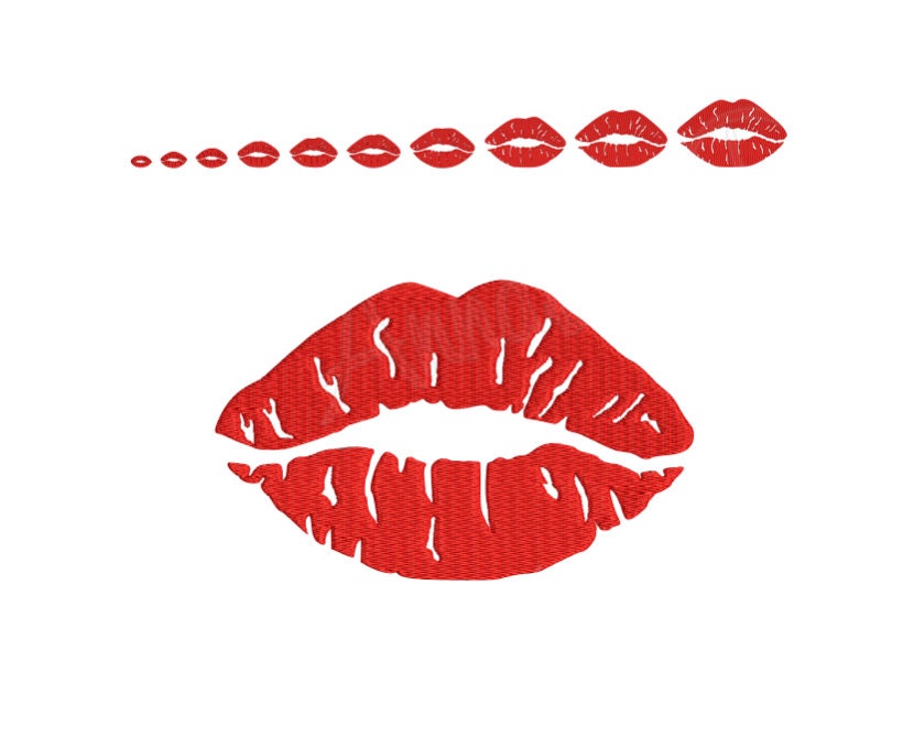10 SIZE Lip Print Embroidery Design Pes Jef Hus Xxx Dst Vp3 - Etsy