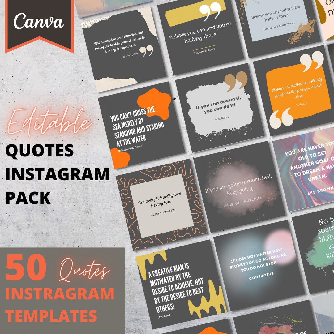50 Instagram Motivational Quote Pack| Digital Quote Post Templates| IG ...