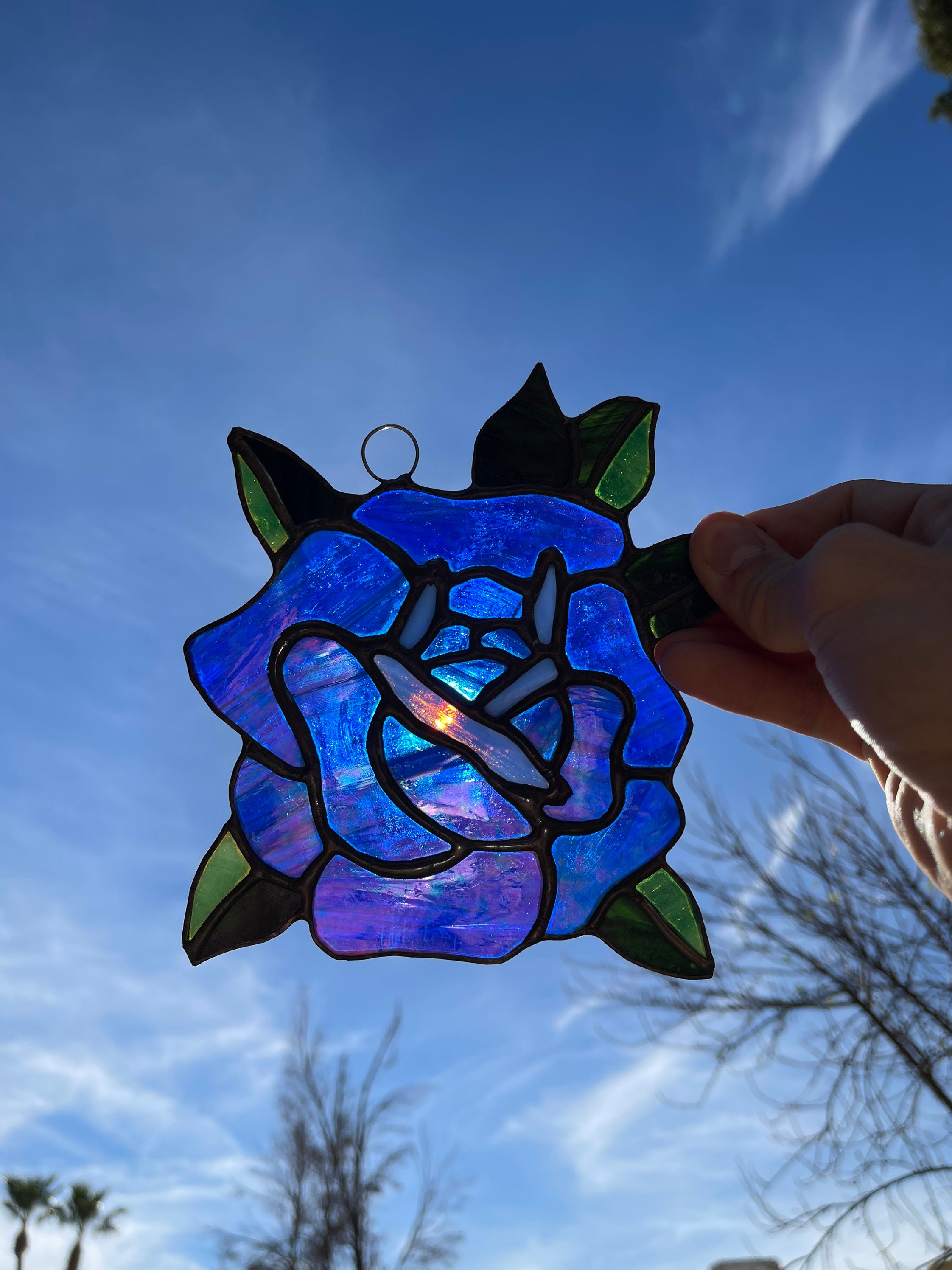 Traditional Stained Glass Rose | Etsy