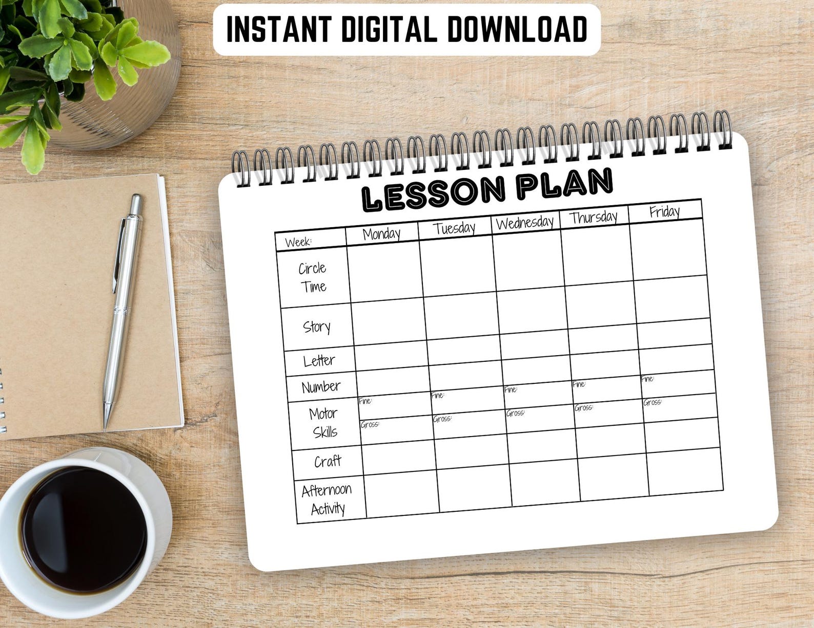Simple Weekly Lesson Plan-printable Lesson Plan Template-preschool/pre ...
