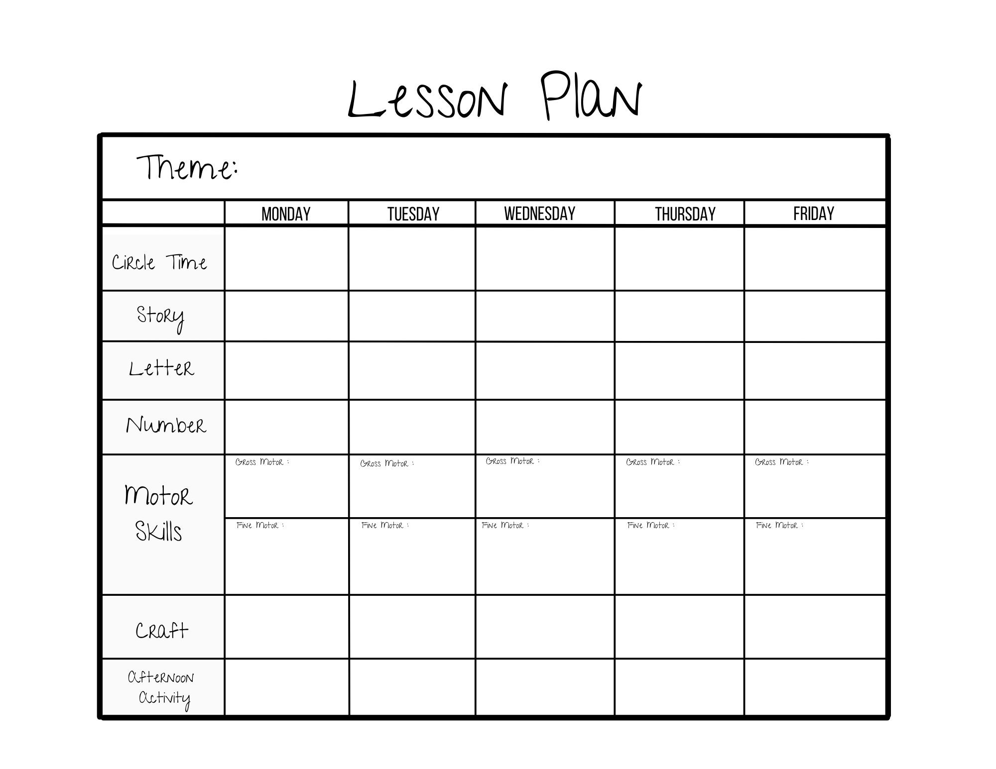 Simple Weekly Lesson Plan Template preschool prek Etsy
