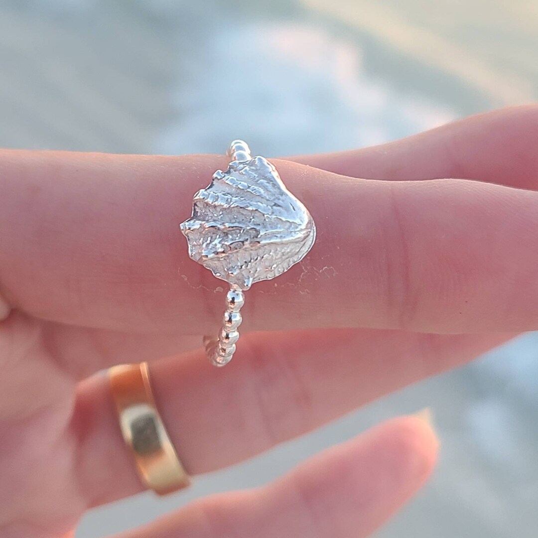Fine Silver .999 ANNA MARIA ISLAND Seashell Shell Ring Handmade Molded ...