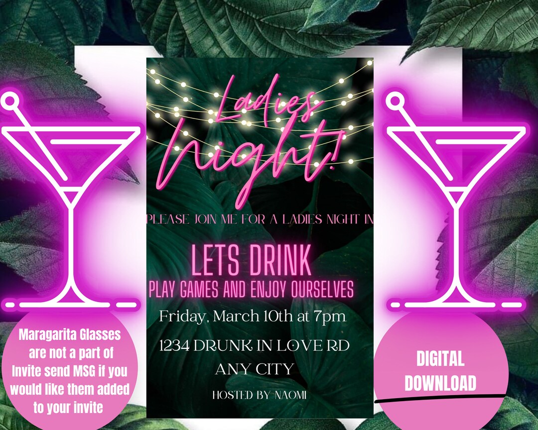 Girls Night Digital Invitation Editable Canva Template Girls Night in ...