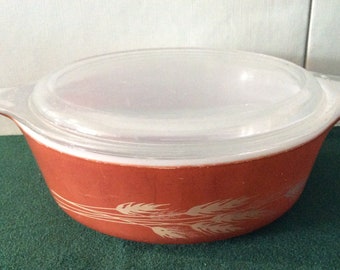 Vintage Pyrex Autumn Wheat 3-casserole set with lids factory direct
