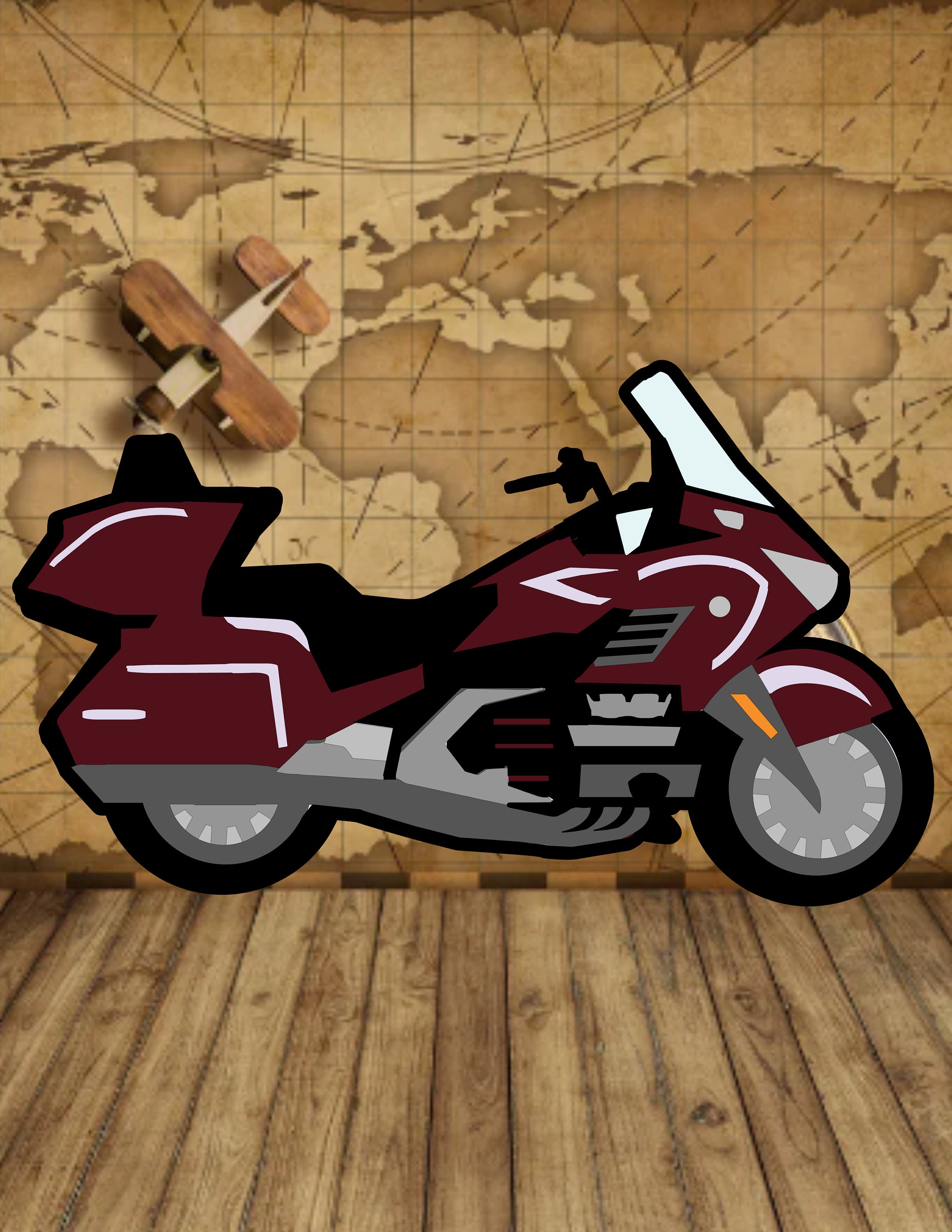 Vintage Motorcycle SVG: Multi-layered Goldwing Pattern (digital ...