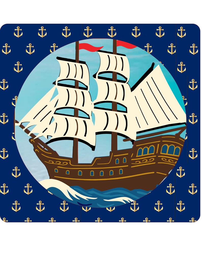 Pirate Ship Shadowbox SVG: Layered Sailing Ship Design (digital ...