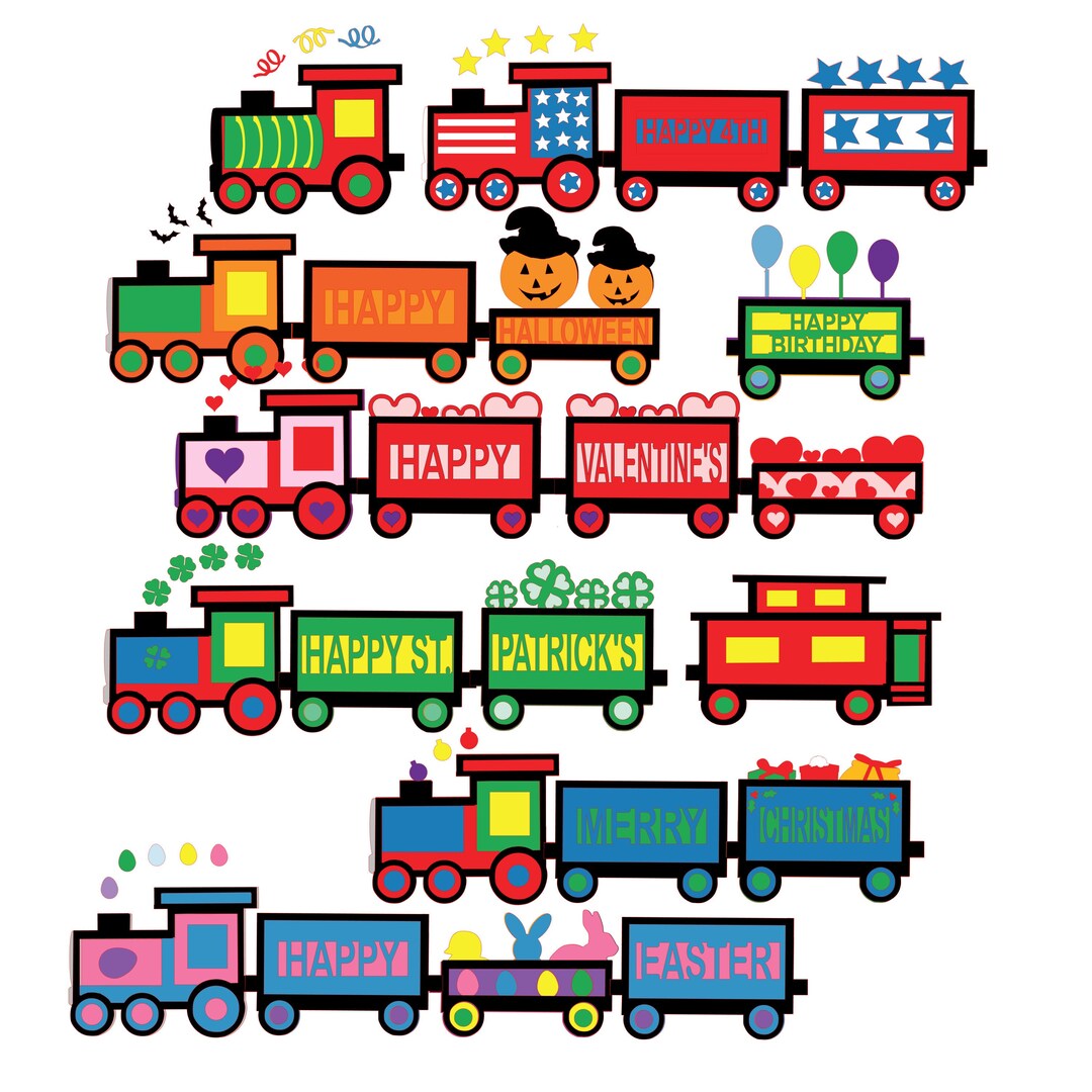 Holiday Trains SVG PNG JPG: Layered Train Set (digital Download) - Etsy