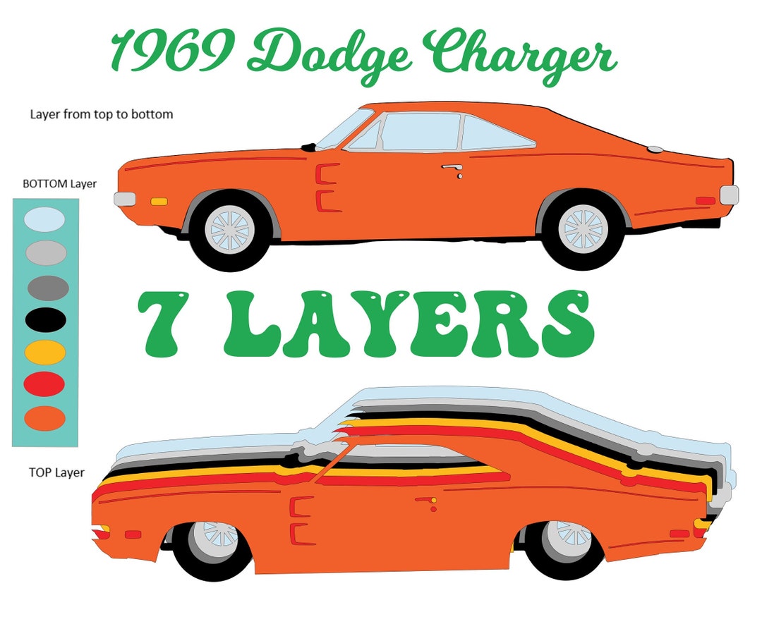 Dodge Charger 1969 Duke Layered SVG DIGITAL DOWNLOAD Layered Cricut and ...