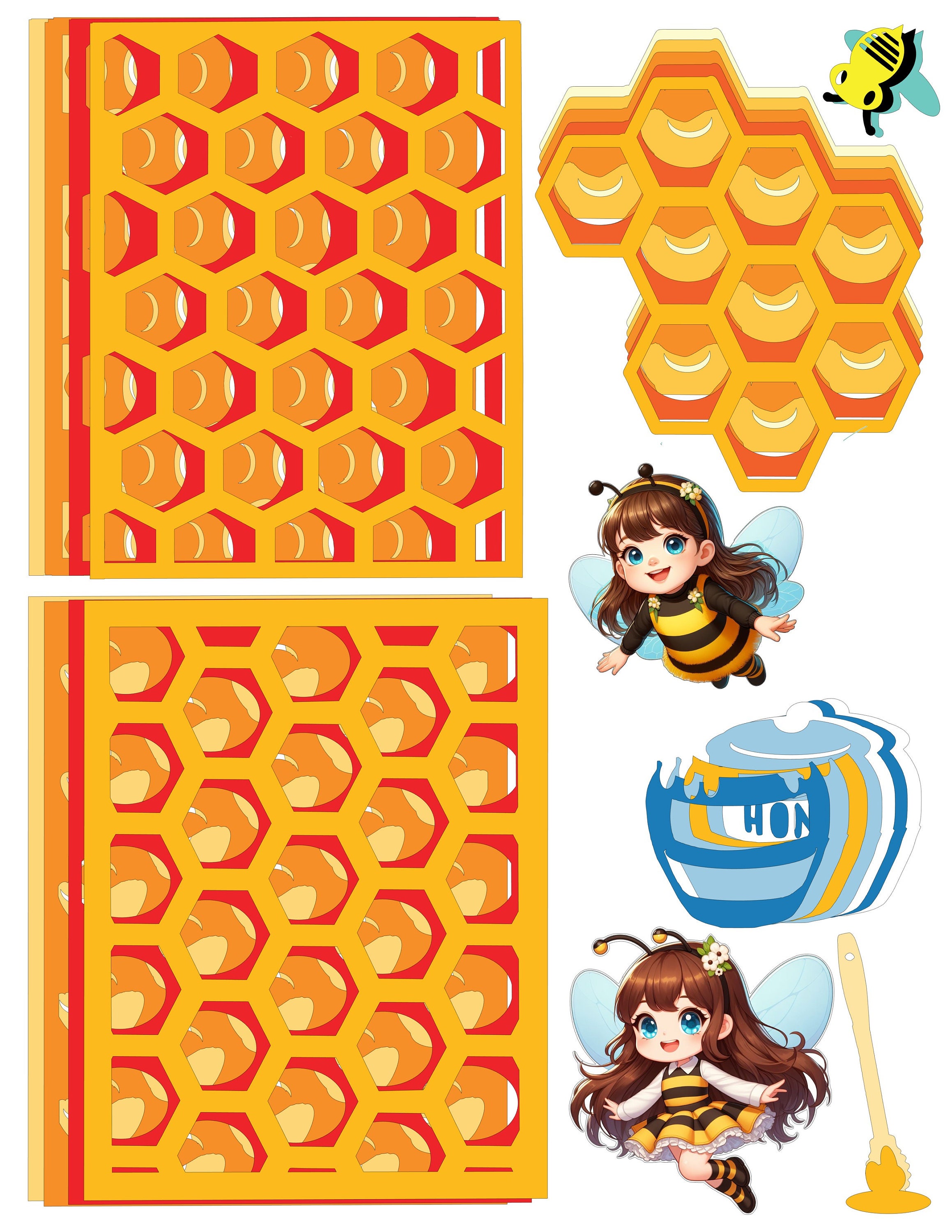 Bee Bundle SVG Digital Download, Layered Includes Bees, Hive & Honey ...