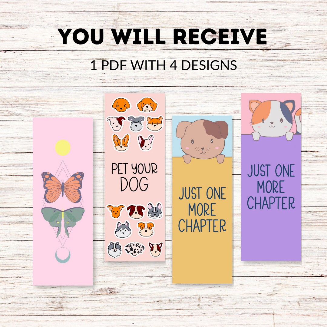 Hand Drawn Printable Bookmarks | Digital Download | Set of 4 | Unique ...