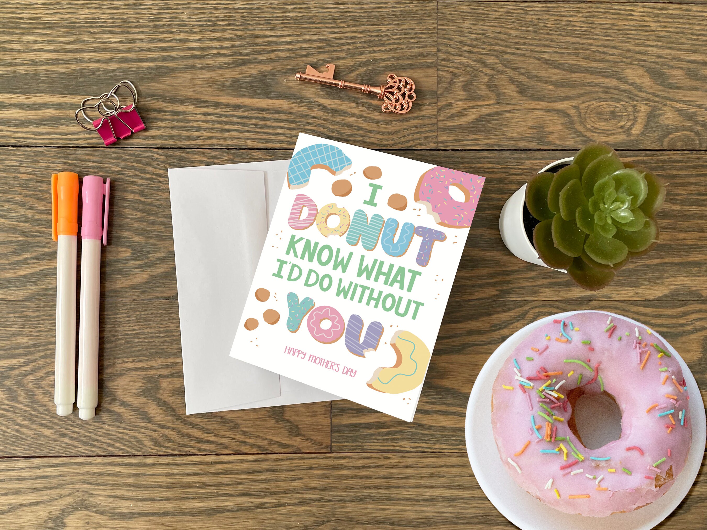 Happy Mother's Day Printable Card, Donut, Instant Download PDF ...