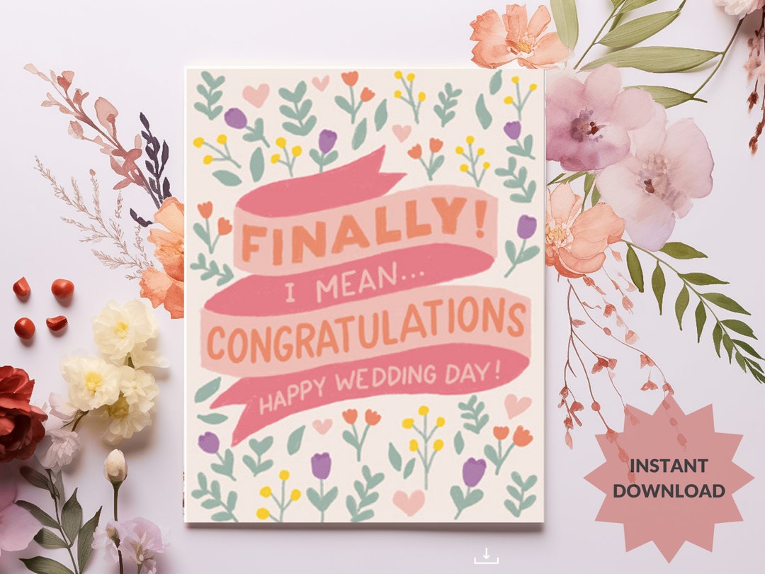 Sassy Wedding Congratulations Card (printable PDF) - Etsy