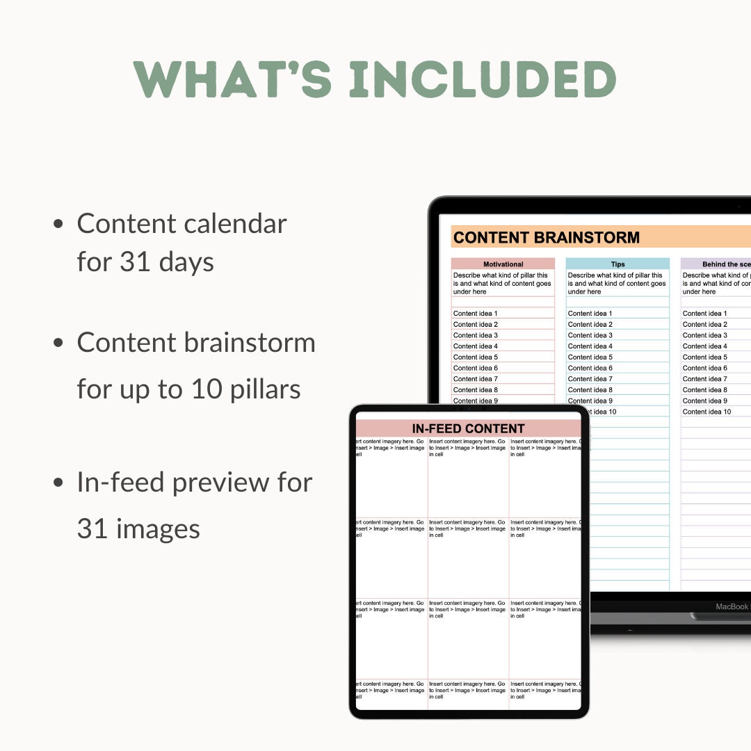 Simple Content Planner Spreadsheet, Google Sheets, Content Creator ...
