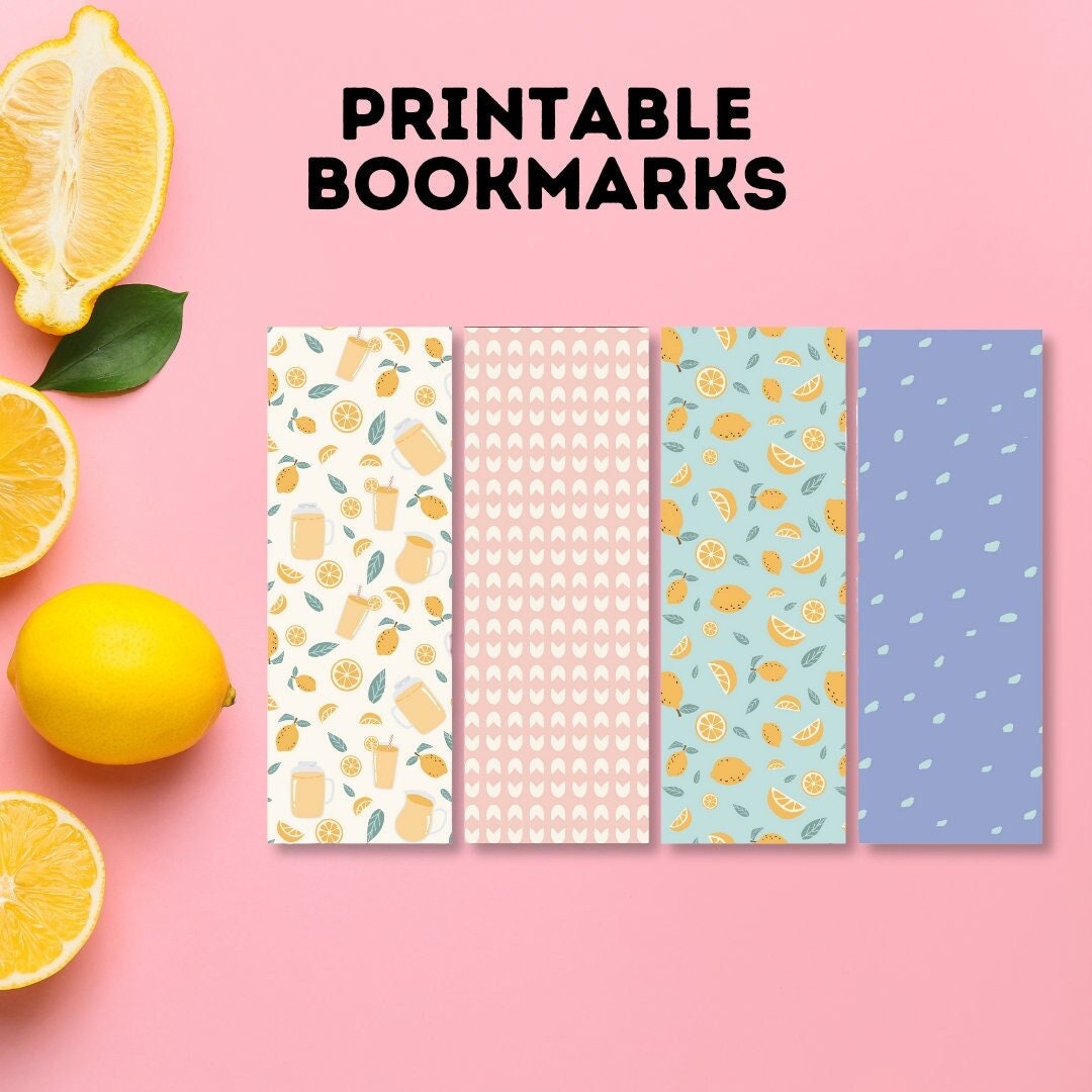 Hand Drawn Lemon Inspired Printable Bookmarks | Digital Download | Set ...