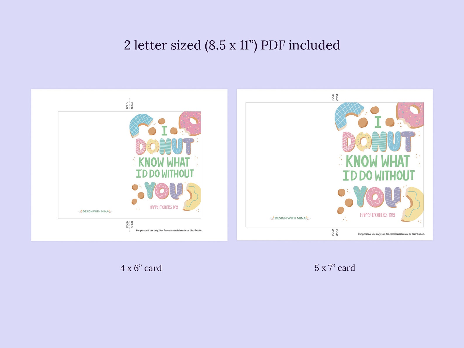 Happy Mother's Day Printable Card, Donut, Instant Download PDF ...