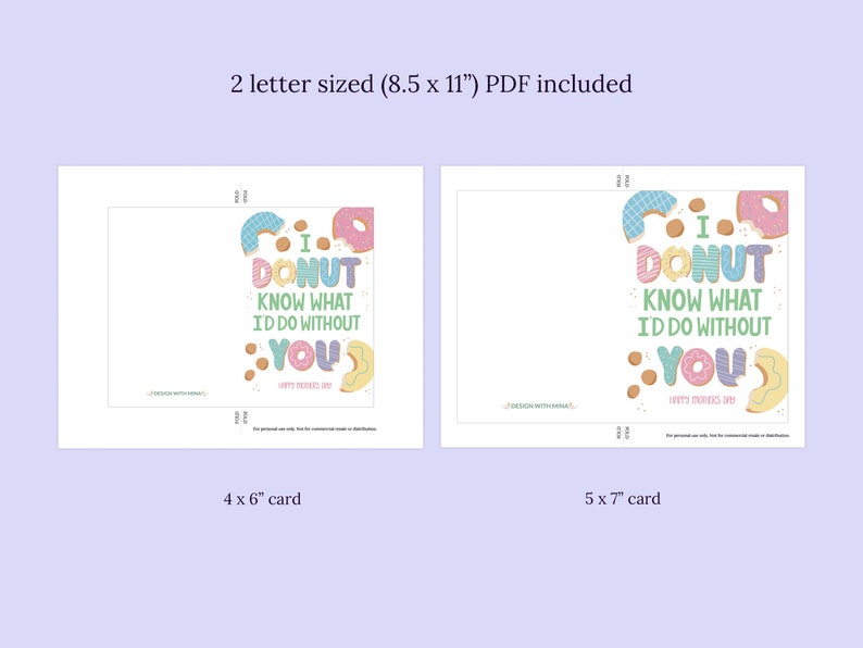 Happy Mother's Day Printable Card, Donut, Instant Download PDF ...