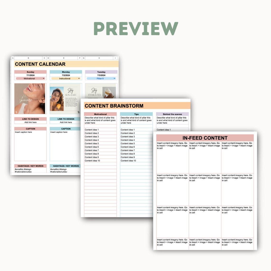 Simple Content Planner Spreadsheet, Google Sheets, Content Creator ...