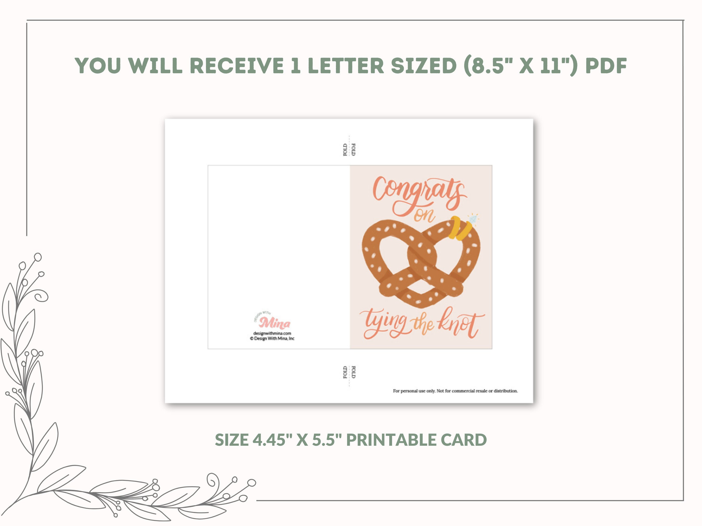 Wedding Printable Card, Congratulations, Instant Download PDF, Card for ...
