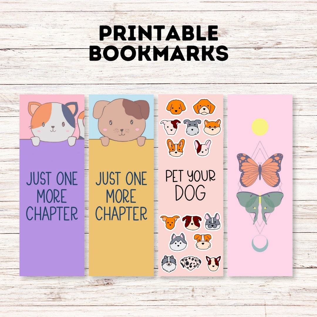 Hand Drawn Printable Bookmarks | Digital Download | Set of 4 | Unique ...