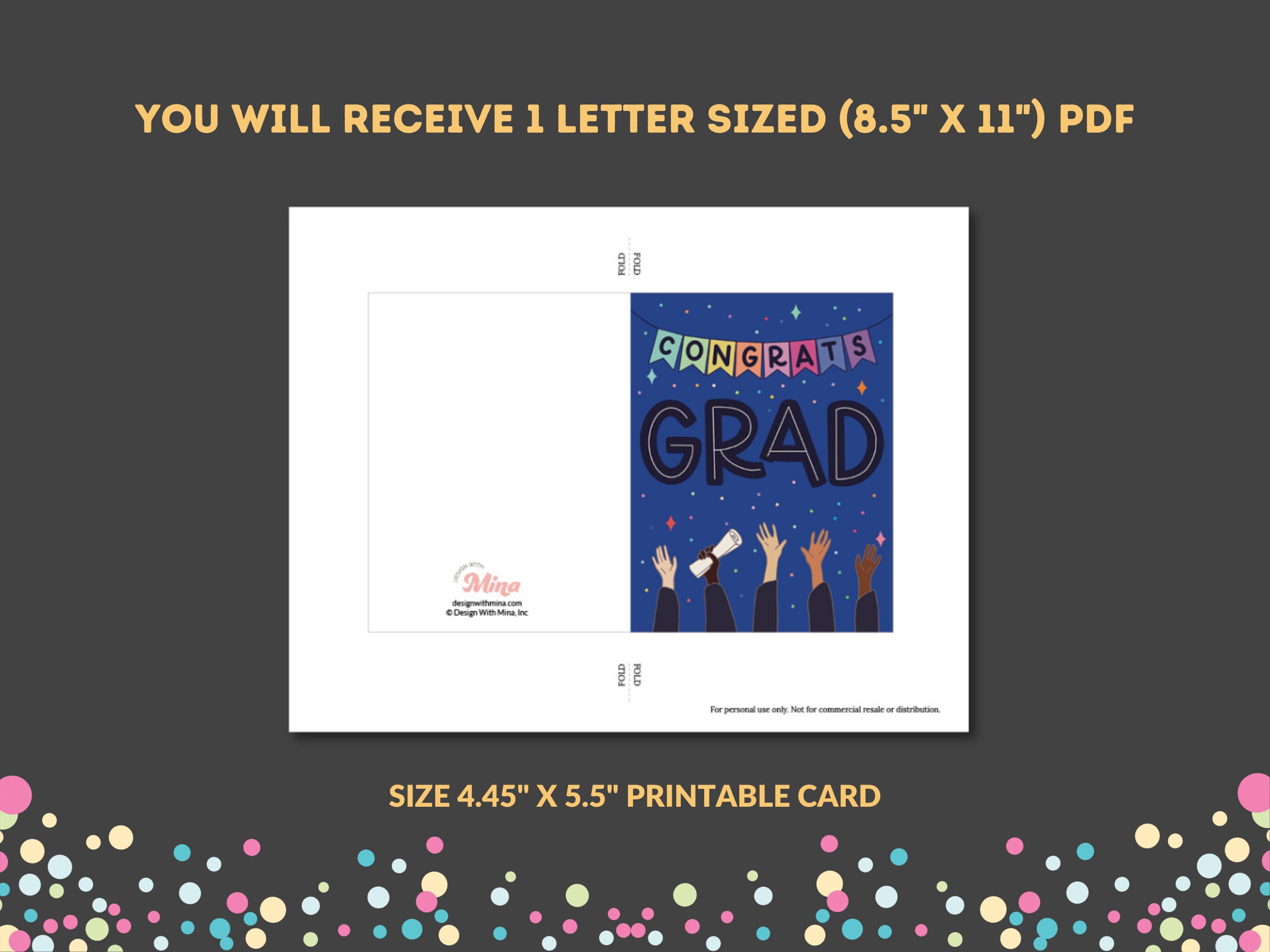 Graduation Printable Card, Congratulations, Instant Download PDF ...
