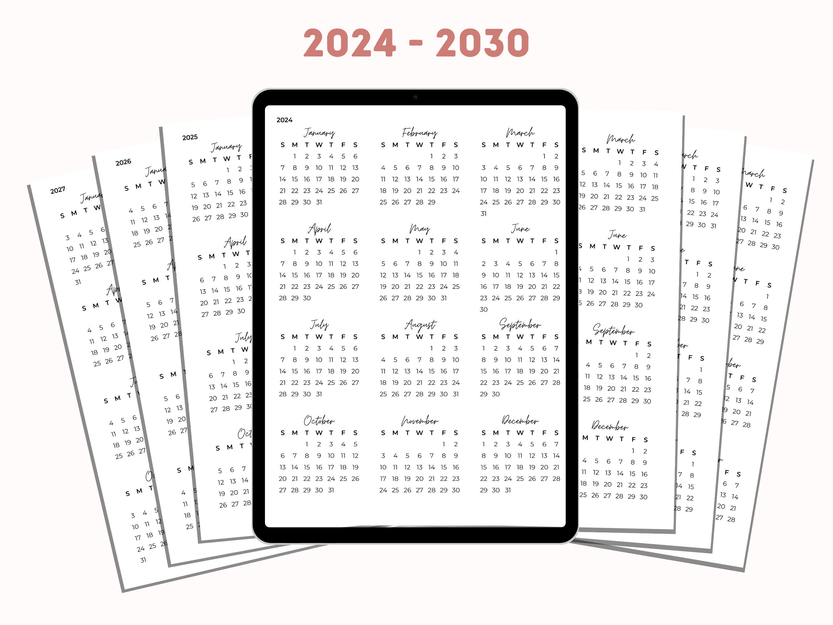 2024-2030 Mini Calendar Digital Stickers: Goodnotes, Notability (pngs ...