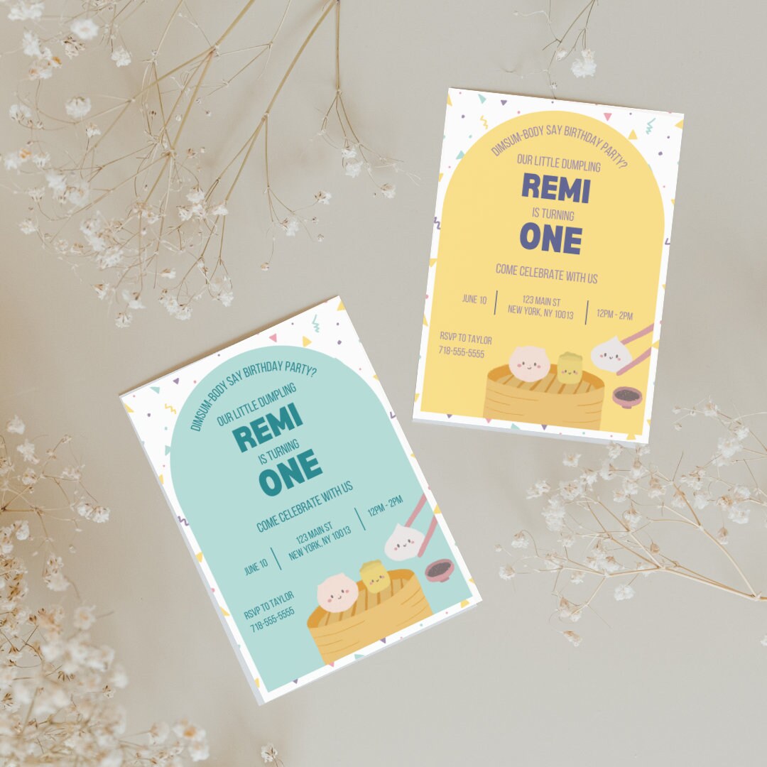 Editable Dimsum Birthday Invitation, Canva Template, Baby Bao, Dumpling ...