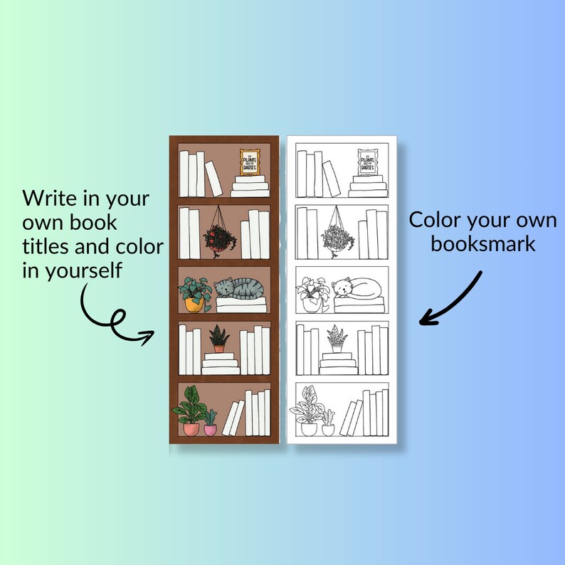 Hand Drawn Bookmarks: Travel & Bookcase Designs (digital Download) - Etsy