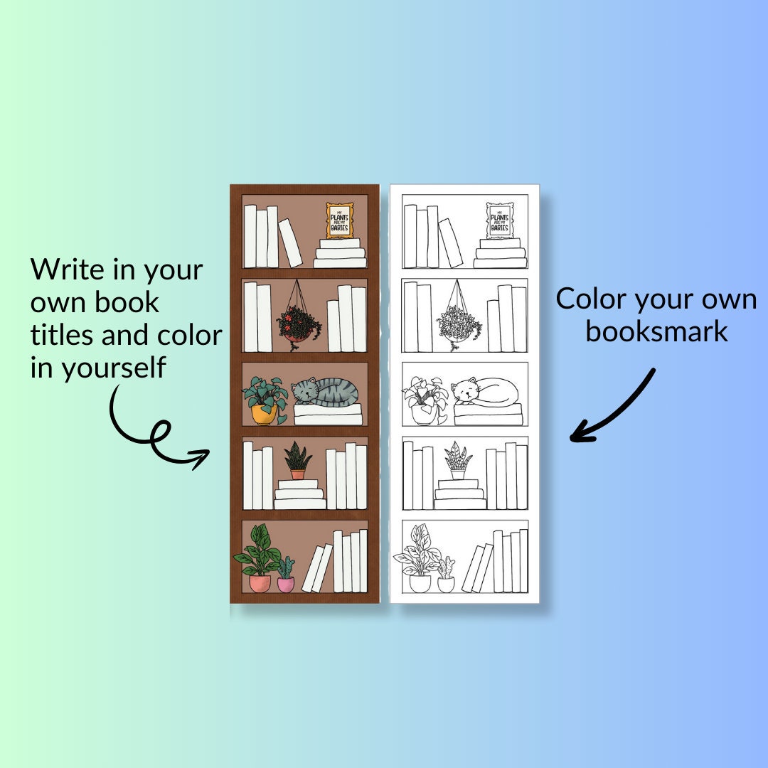 Hand Drawn Bookmarks: Travel & Bookcase Designs (digital Download) - Etsy