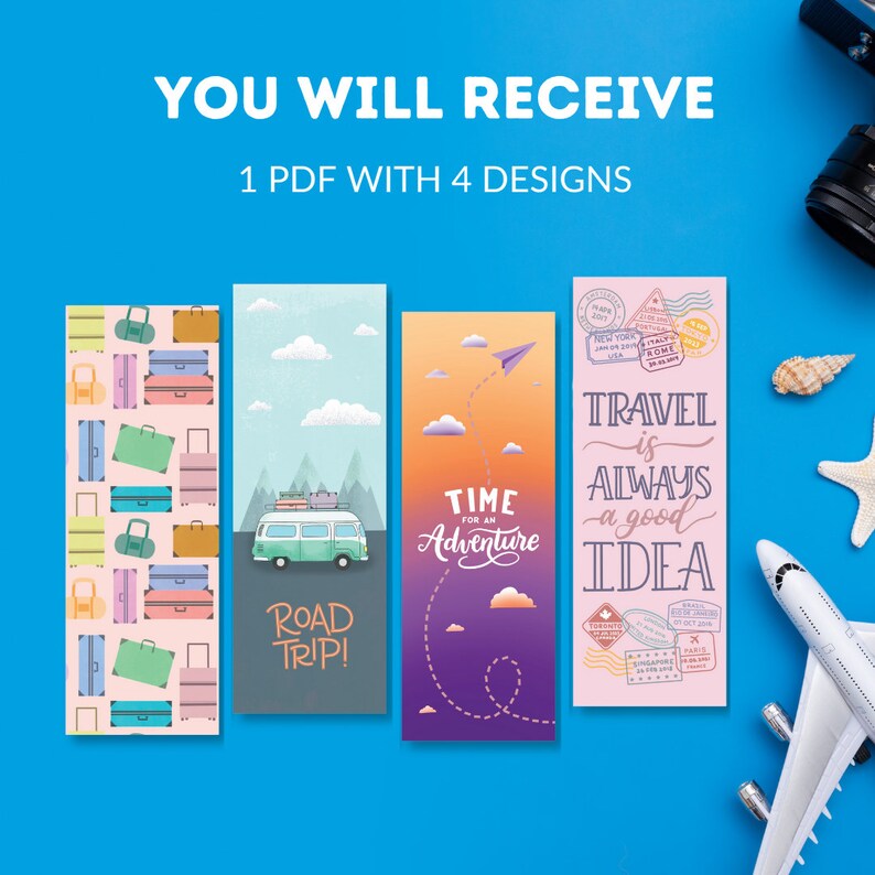 Travel Bookmarks: Hand-drawn Adventure Designs (digital Download) - Etsy