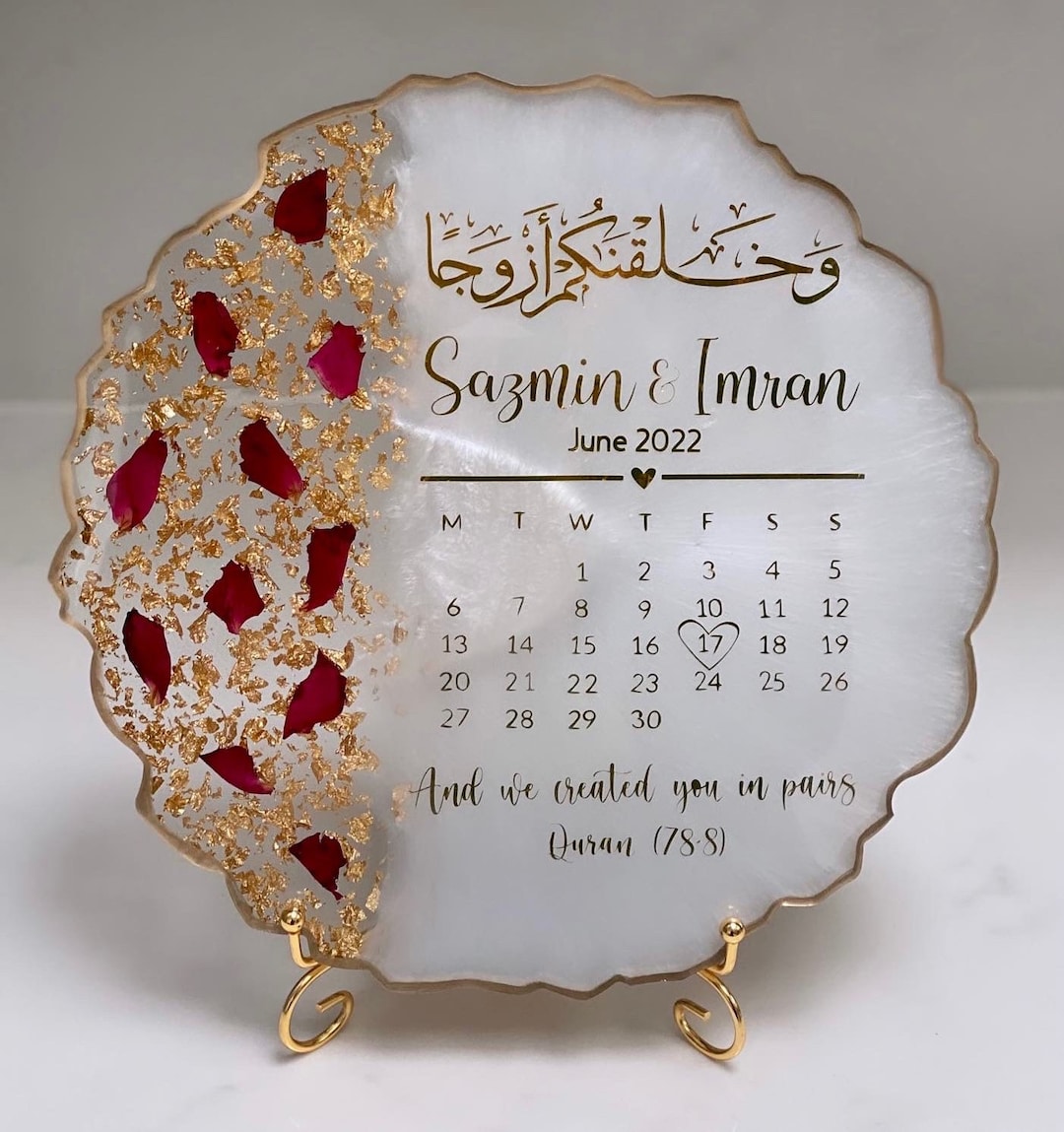 Resin Calendar Plaque | Ring Plate | Ring Tray | Nikkah Plaque | Nikkah ...