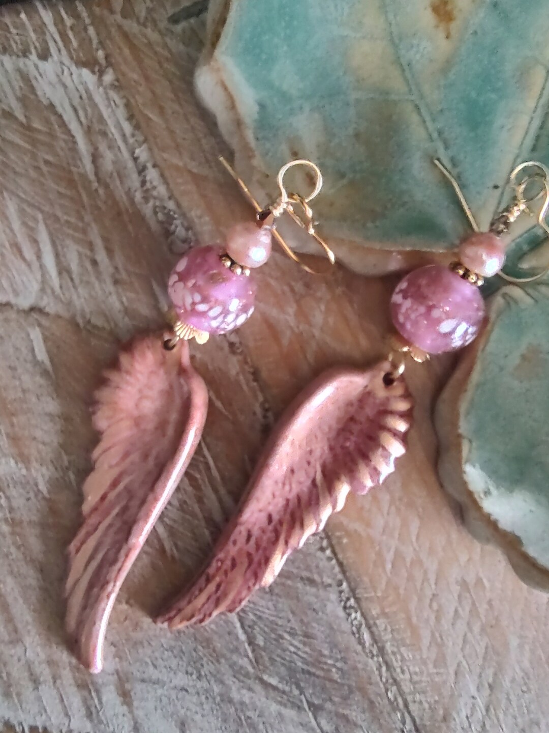 Pink Enameled Angel Wings Ethereal Guardian Angel OOAK Boho Style ...