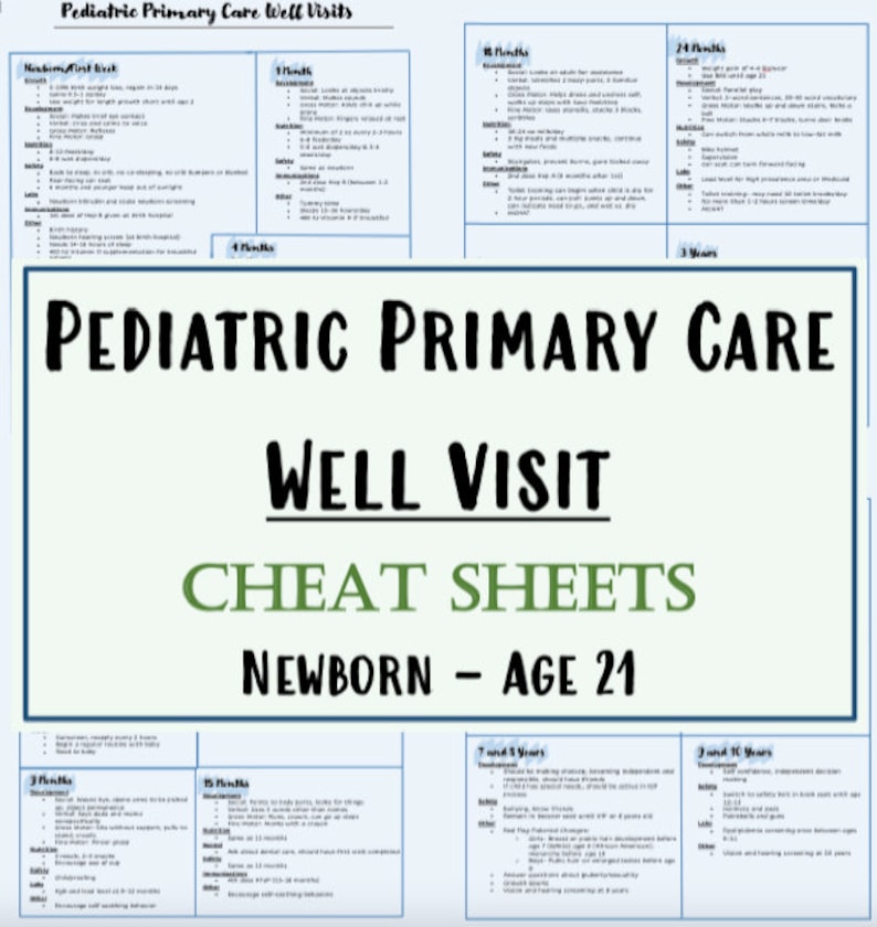 Pediatric Primary Care Cheat Sheets for Nurse Practitioner - Etsy