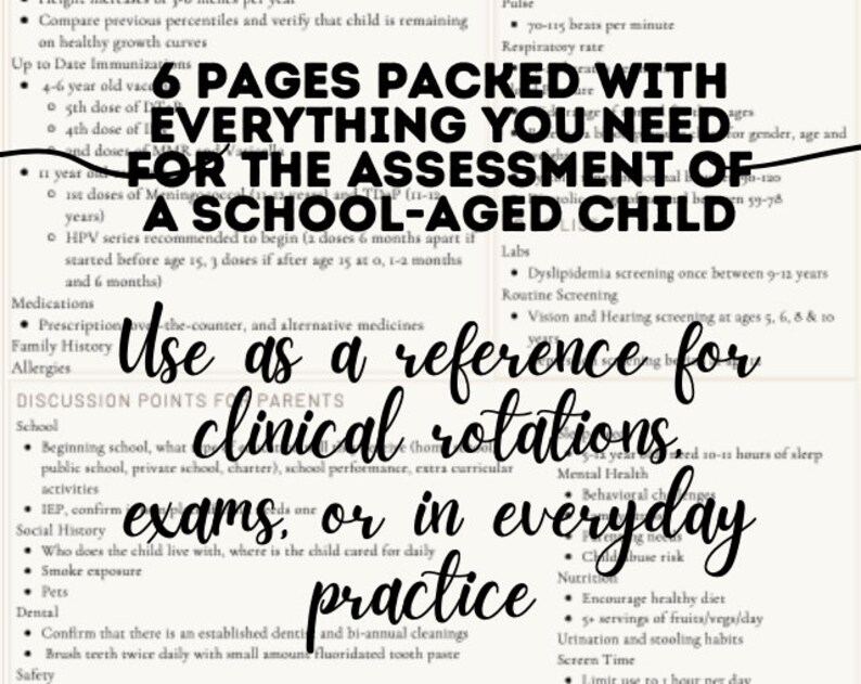 Assessment And Physical Exam Of A School aged Child Hard Copy Etsy Assessment And Physical Exam Of A School aged Child Hard Copy Etsy