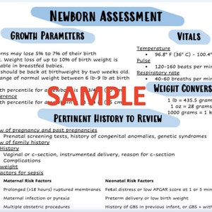 Newborn Assessment Cheat Sheet, NP, PA, RN, Med Student Md Study Guide ...