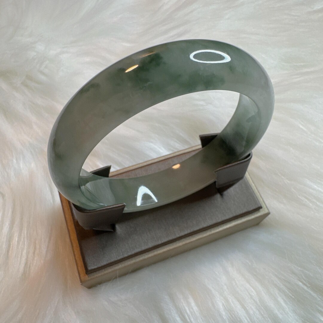Burma Jade Bangle, Dark Green Dark Gray Jade Bangle Jadeite Bracelet ...