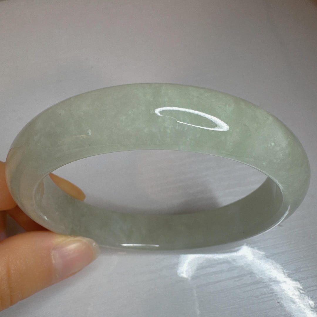 Light Green Burma Jade Bangle Bracelet, Yellow Green Jade Stone Bangle ...