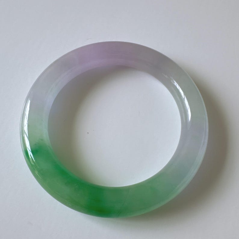 Purple Green Burma Jade Bangle Bracelet, Round Shaped Lavender Green ...