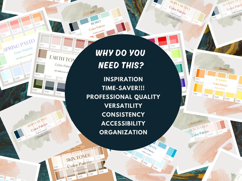 15 Color Palettes, Procreate Palette Bundle, Color Swatches, Brand Kit ...