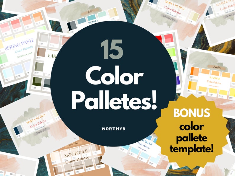 15 Color Palettes, Procreate Palette Bundle, Color Swatches, Brand Kit ...