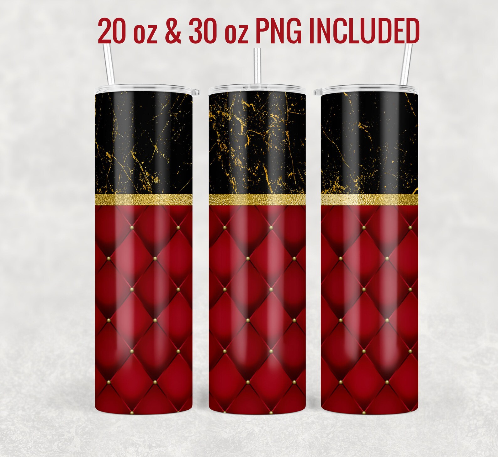 20 Oz & 30 Oz Black and Red Designer Bag Tumbler Sublimation Design ...
