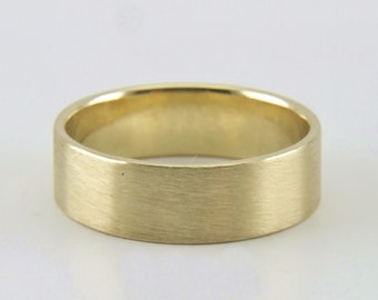 Real Gold Wedding Band Thick Flat - Etsy
