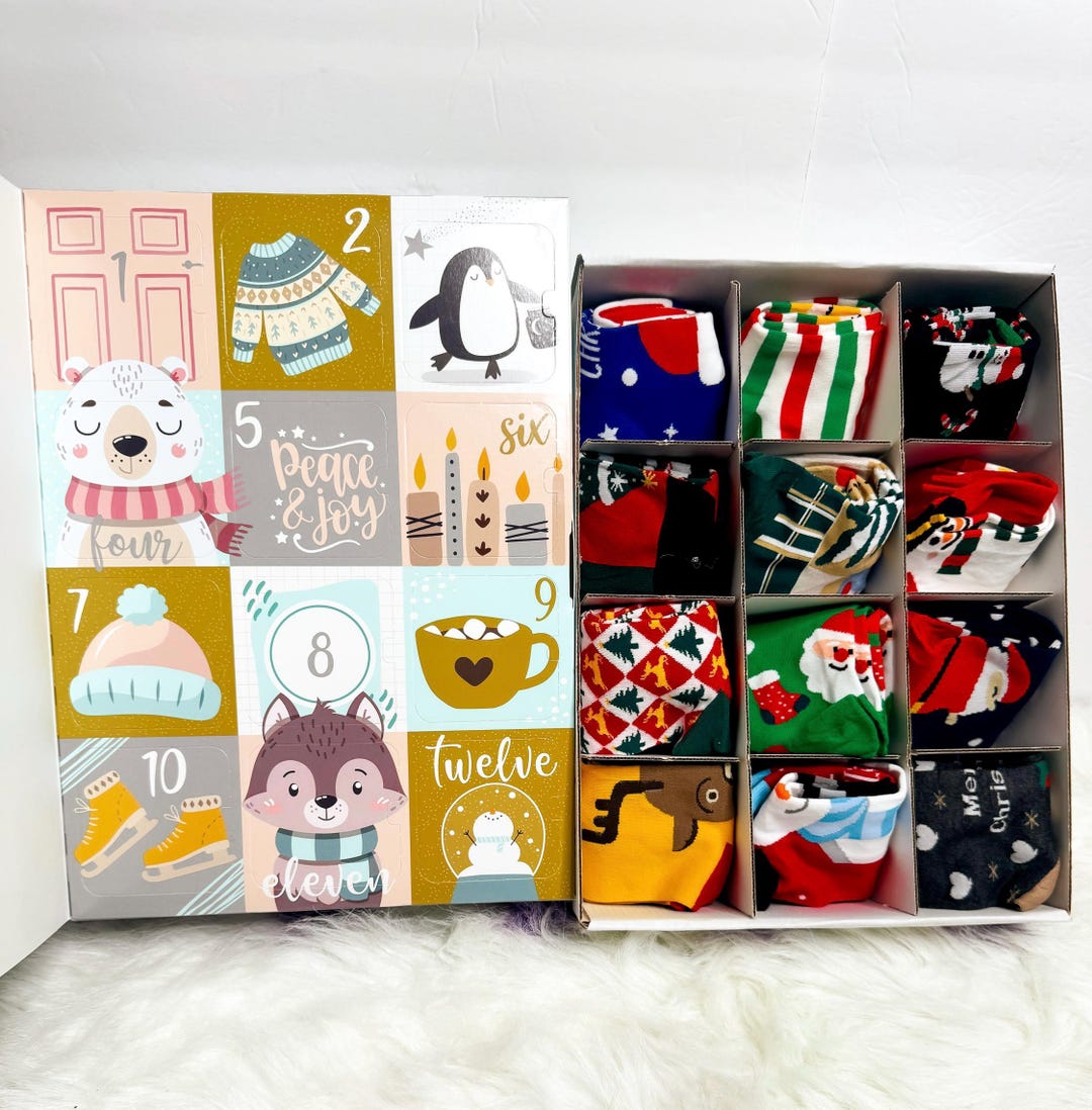 12 Days SOCKS ADVERT Calendar Christmas Surprise Box, RANDOM Christmas ...
