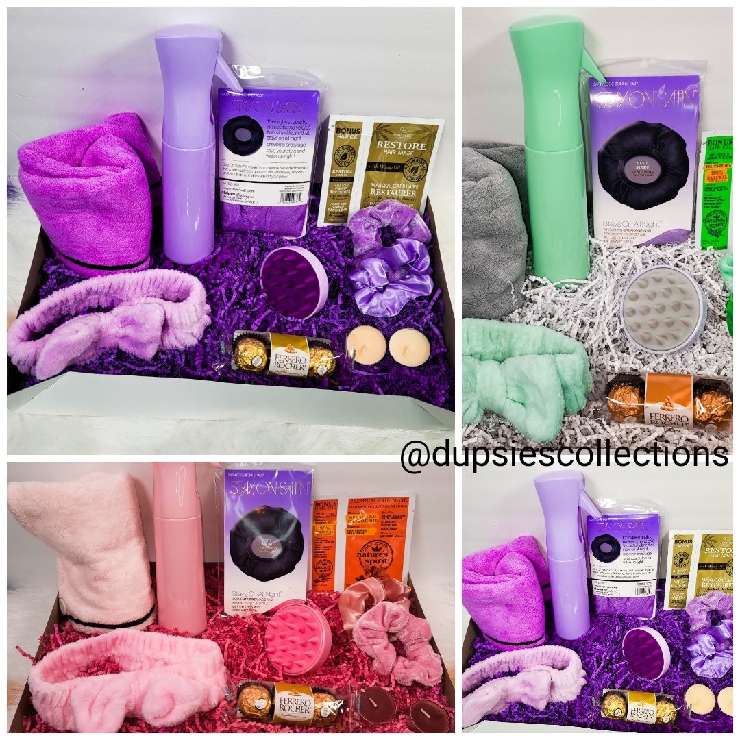 Hair Care Gift Box, Home Hair Pamper Set, Hair Towel, Bonnet, Headband ...