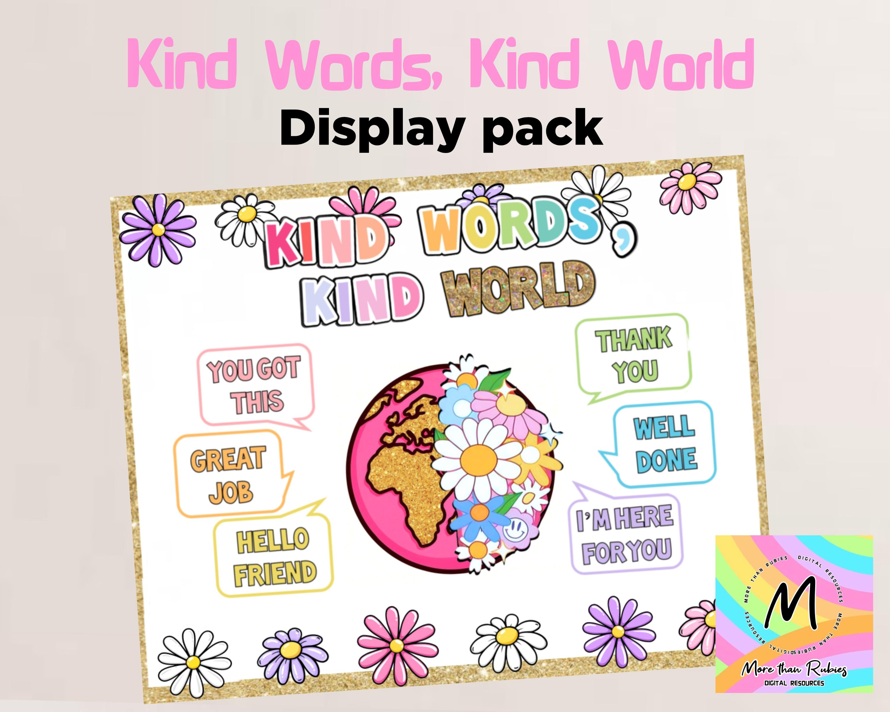 Printable Rainbow Pastels Kind Words, Kind World Display Pack ...