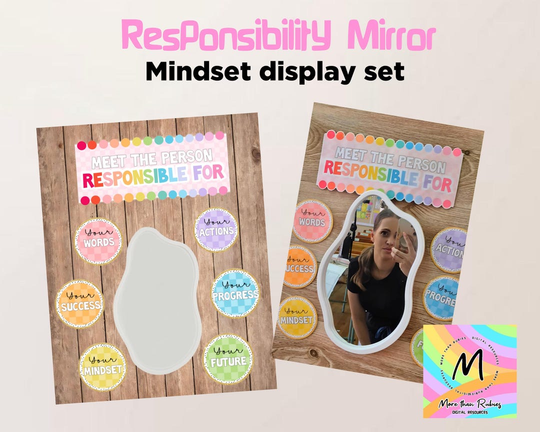 Printable Rainbow Pastels Responsibility Mirror Mindset Display Set ...