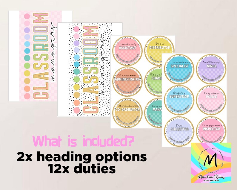 Printable Rainbow Pastels Classroom Managers Duty List - Classroom ...